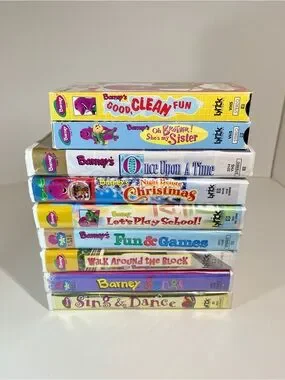 Media | 9 Vintage Barney The Purple Dinosaur Vhs Movie Tape Lot Kids Tv ...